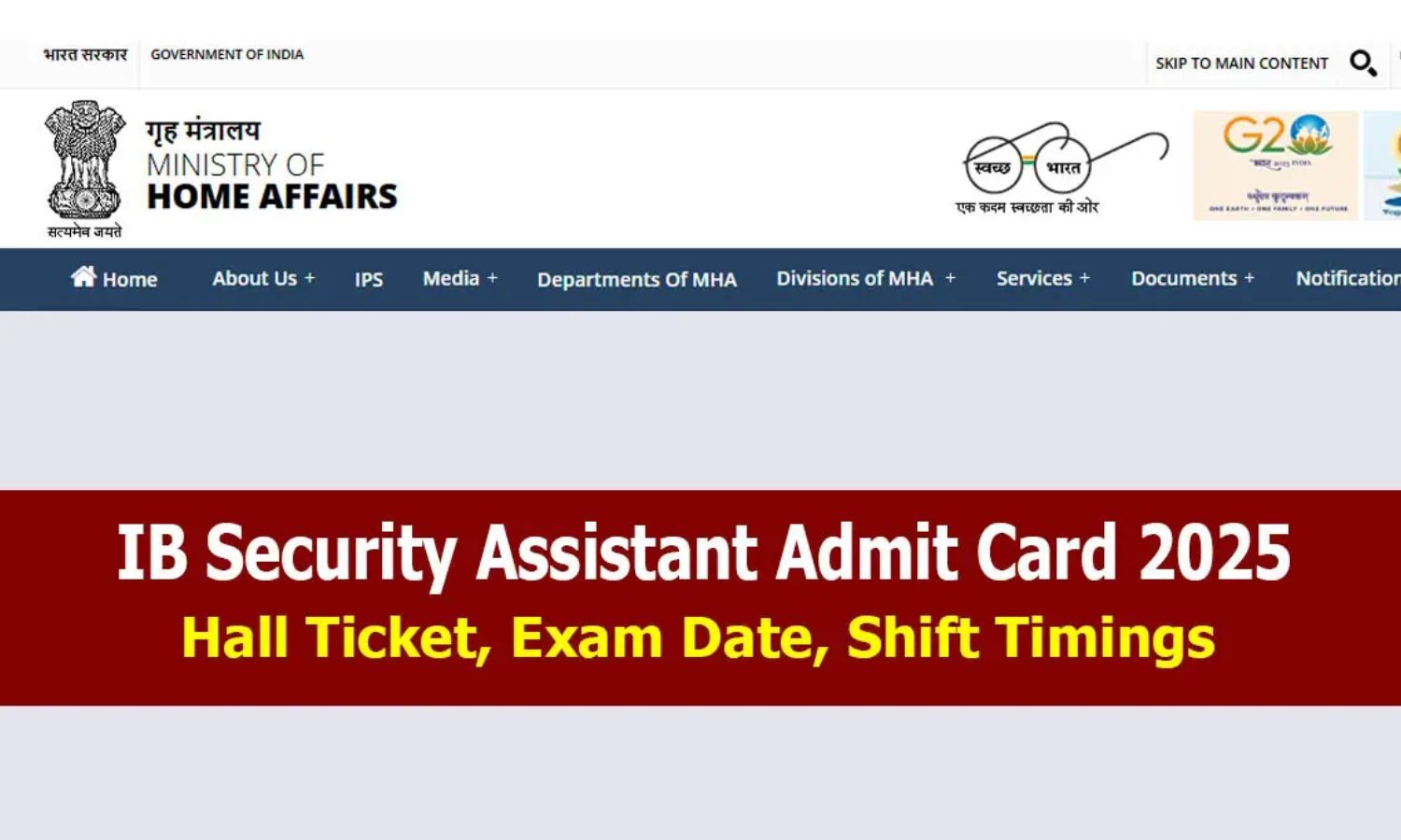 IB Security Assistant Admit Card 2025 – Download City Slip & Hall Ticket