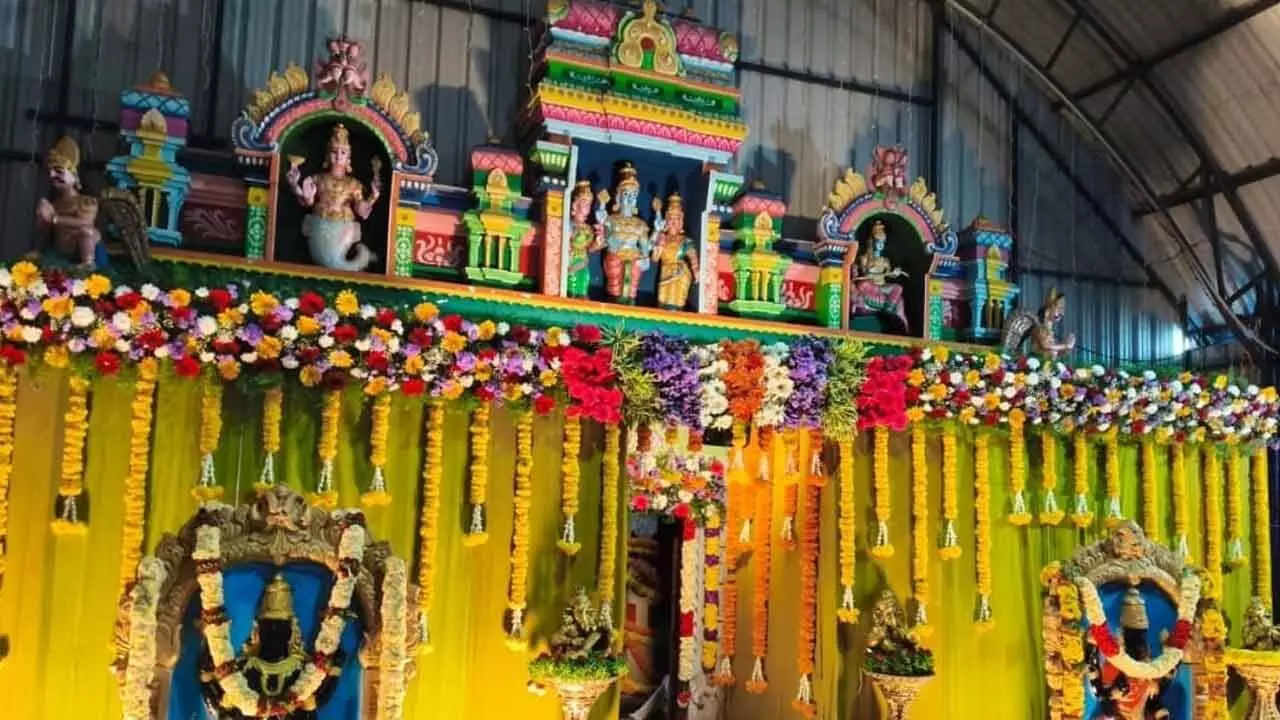 Sri Thimmappa Swamy Mounted on Garuda Vahanam Amidst Devotional Festivities
