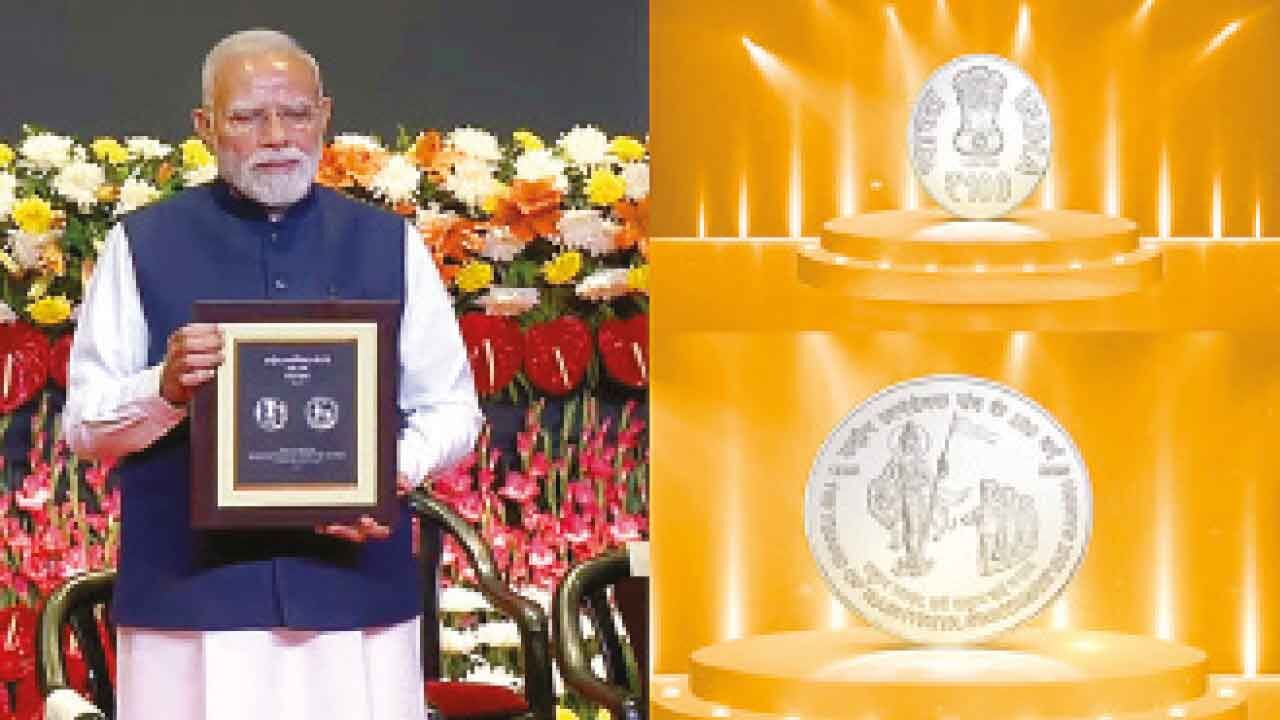 Modi unveils Rs 100 coin, stamp at RSS centenary
