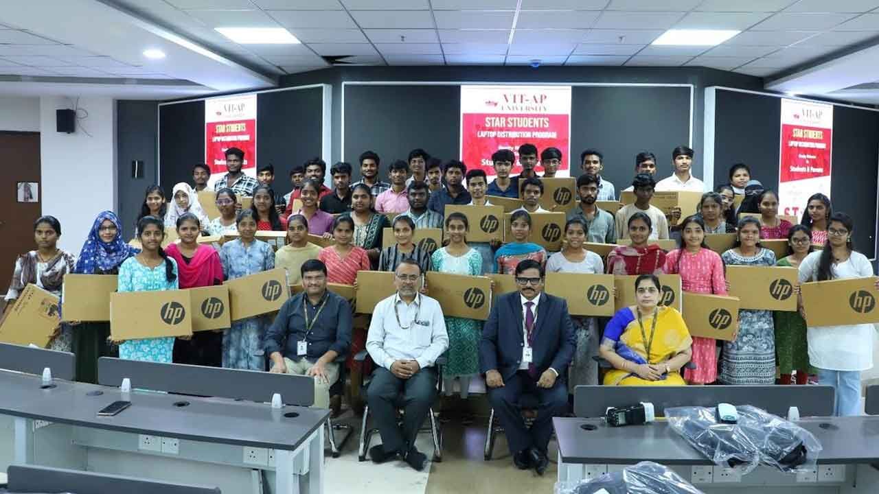 VIT-AP University distributes free laptops to STARS students