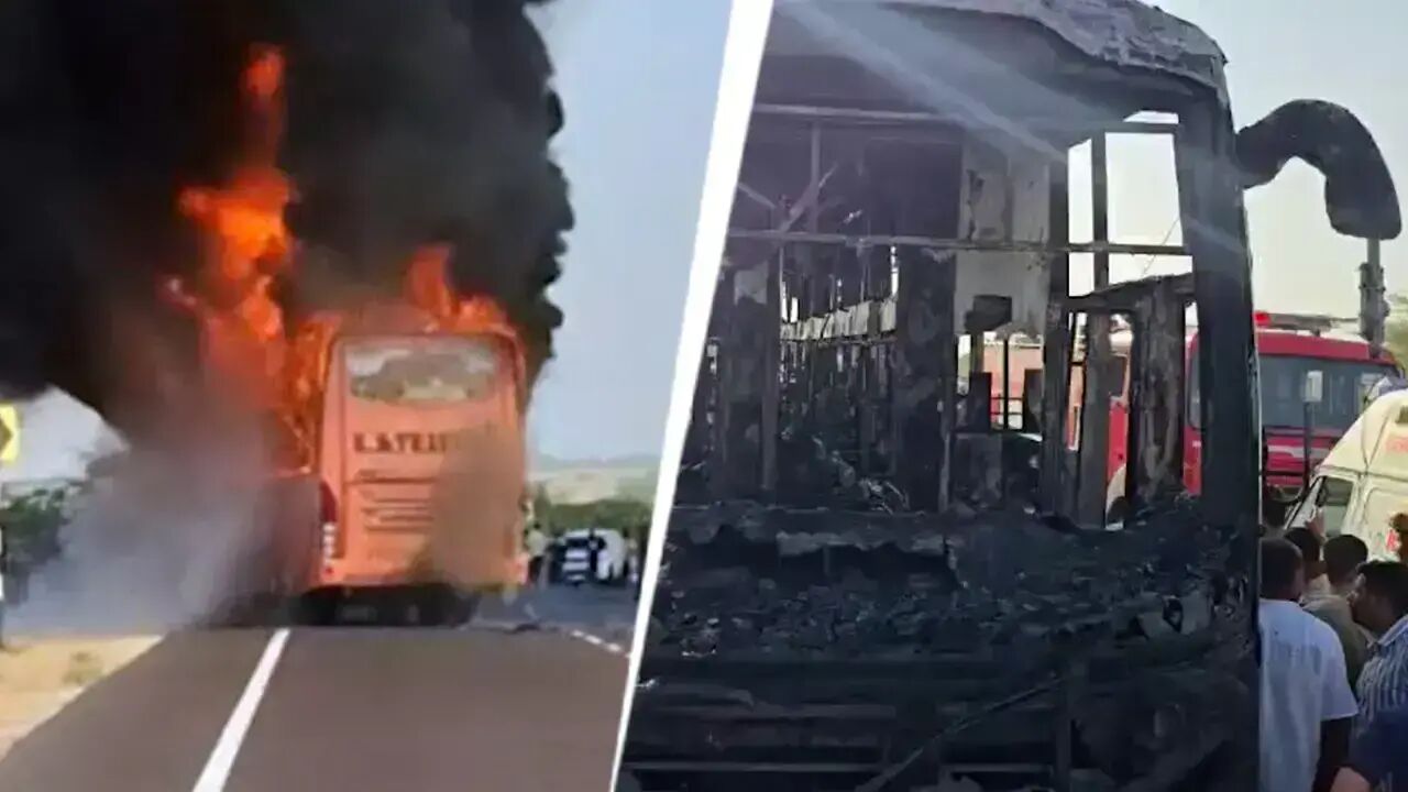 Five Days After Purchase, Jaisalmer Bus Erupts in Flames, Blocking ...