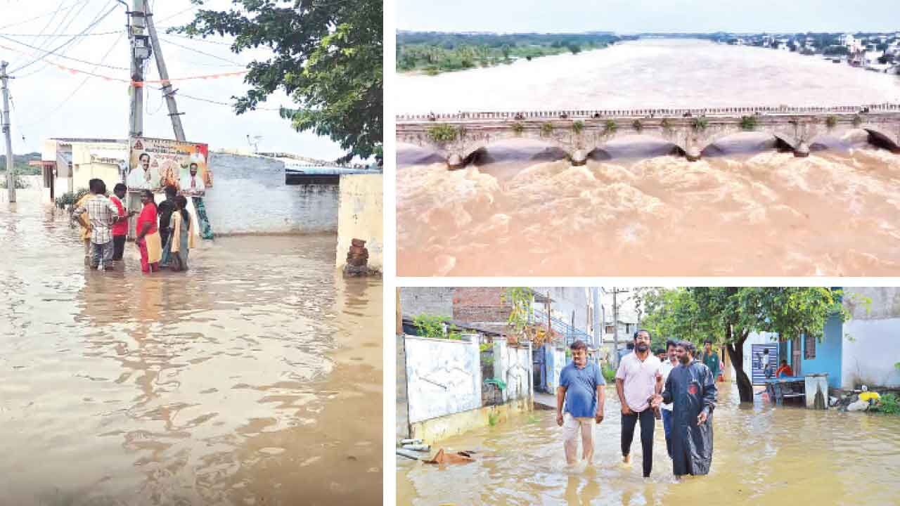 Munneru river floods at threatening level
