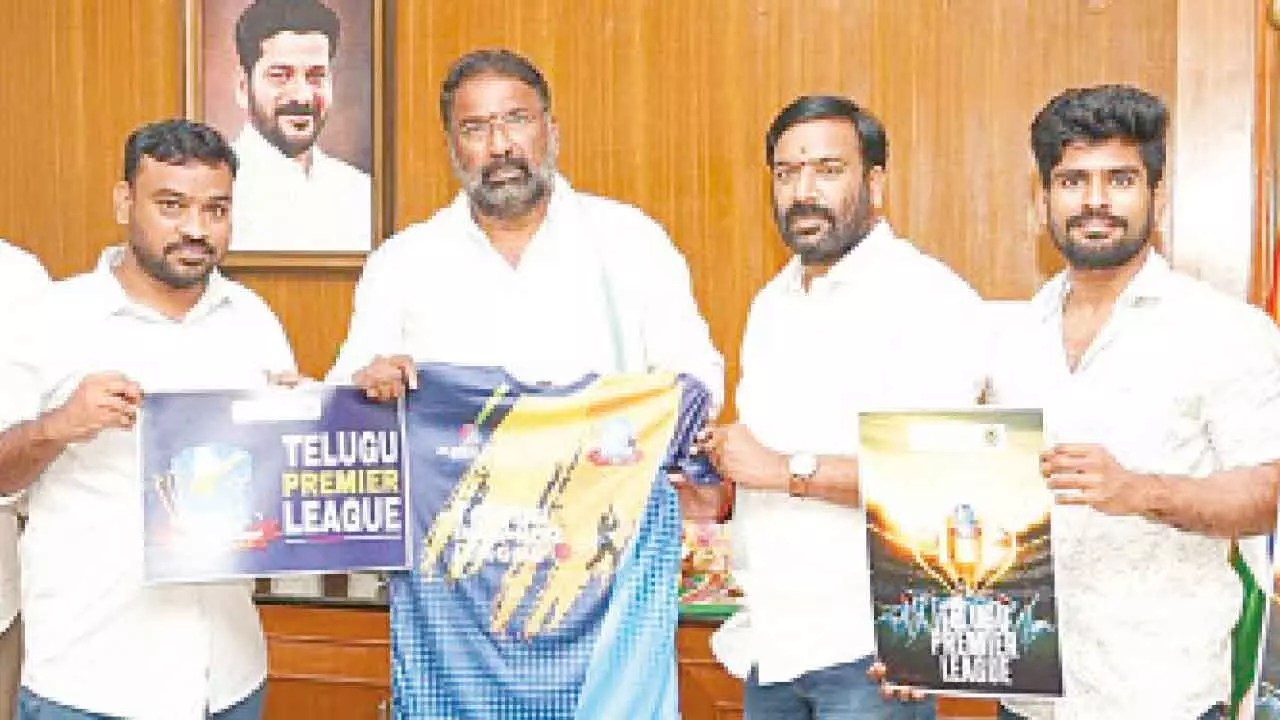 Telangana Sports Minister unveils TPL poster