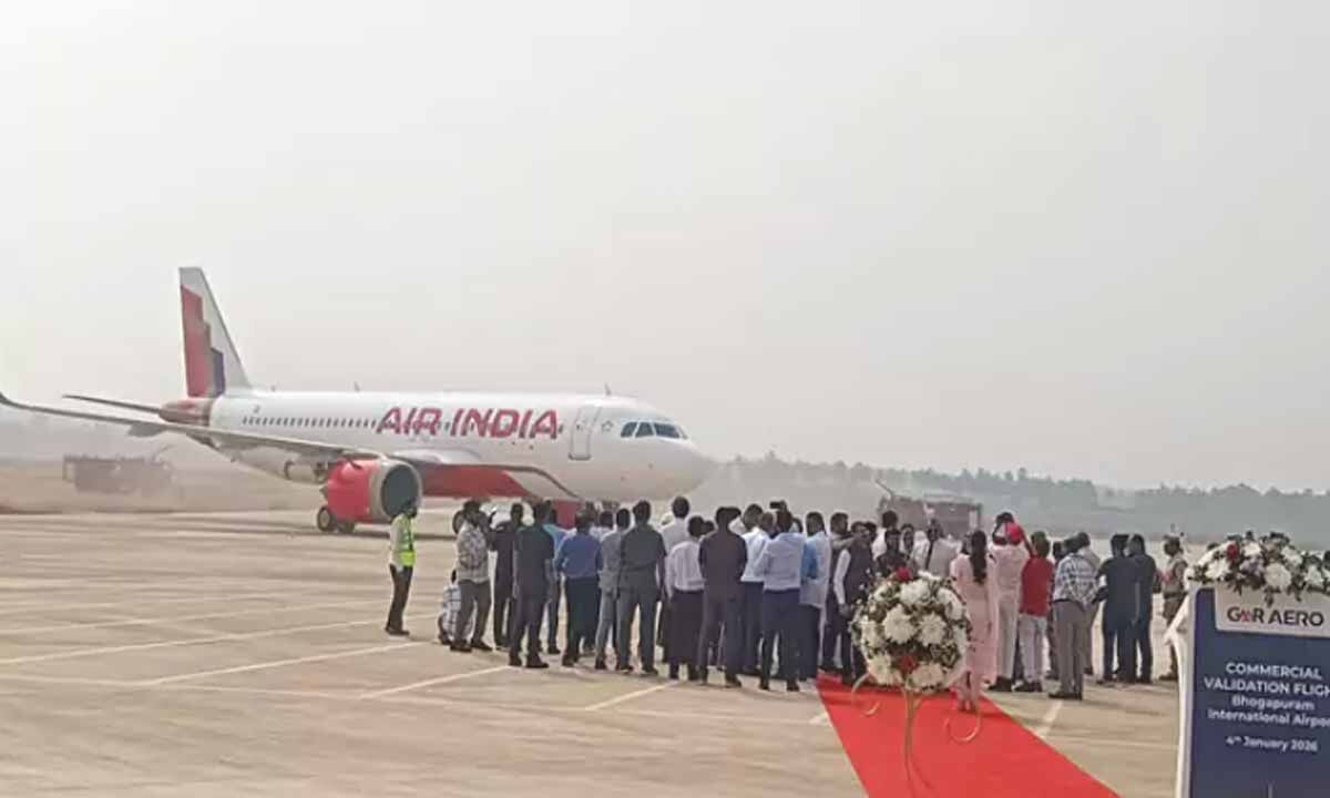 First flight lands in Bhogapuram International Airport