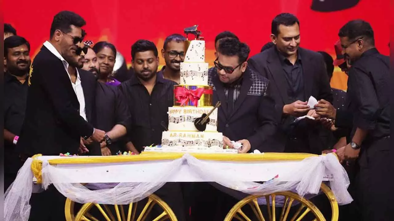A R Rahman celebrates birthday with 'Moonwalk' team; cuts cake at audio ...