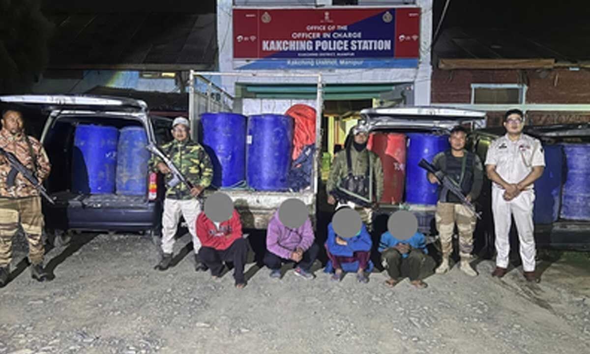 Manipur Police seize fuel meant for Myanmar smuggling, arrest 4 ...