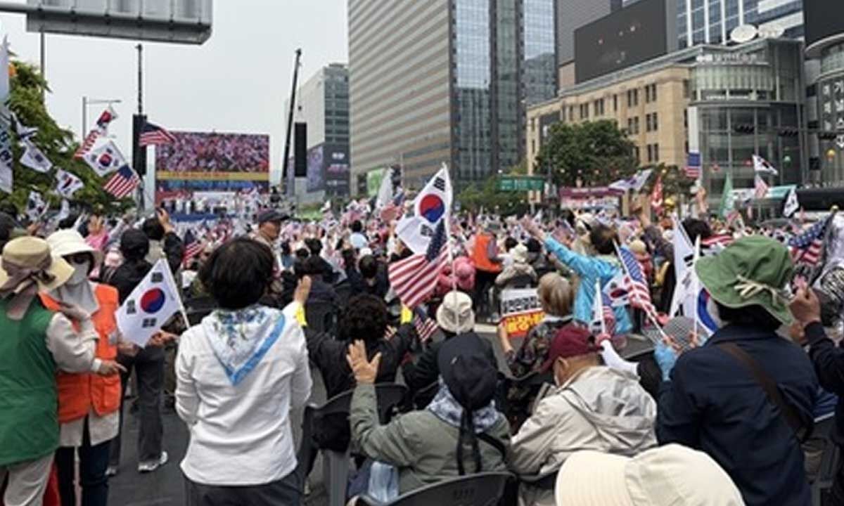 Progressive civic group holds protest rally outside US Embassy in South ...