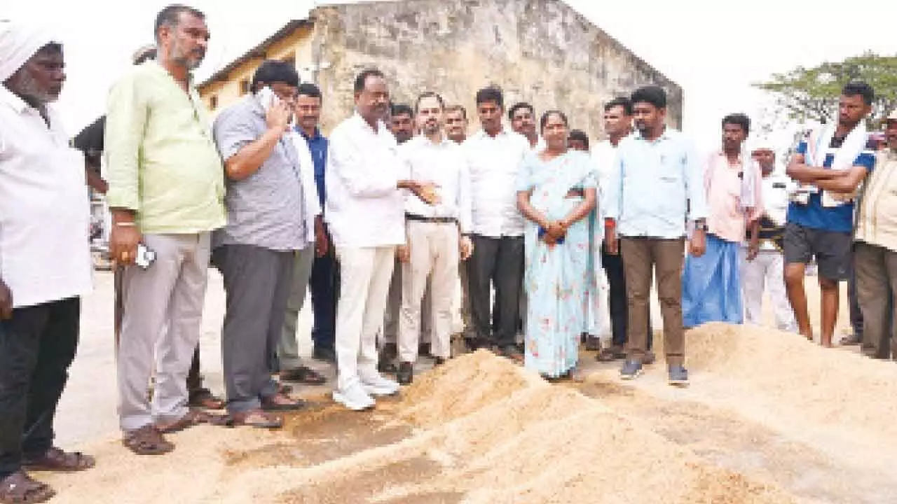 Gandra Satyanarayana Rao inspects paddy procurement centres