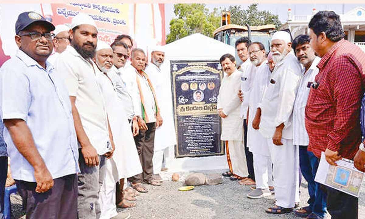 Stone laid for lake beautification