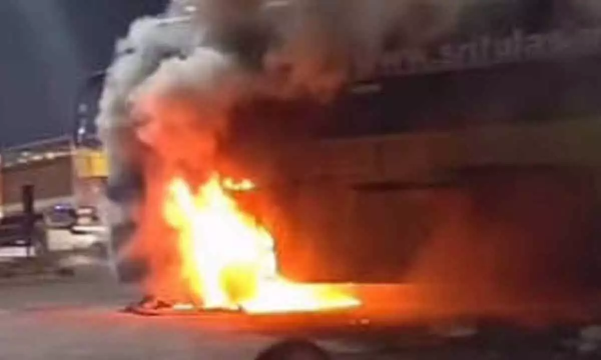 Bus catches fire in Anakapalli, no casualties reported
