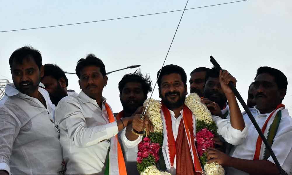 Congress candidate from Malkajgiri Reventh Reddy addresses rally in ...