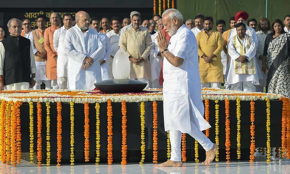 PM Modi pays tribute to Atal Bihari Vajpayee at Atal Samadhi Sthal